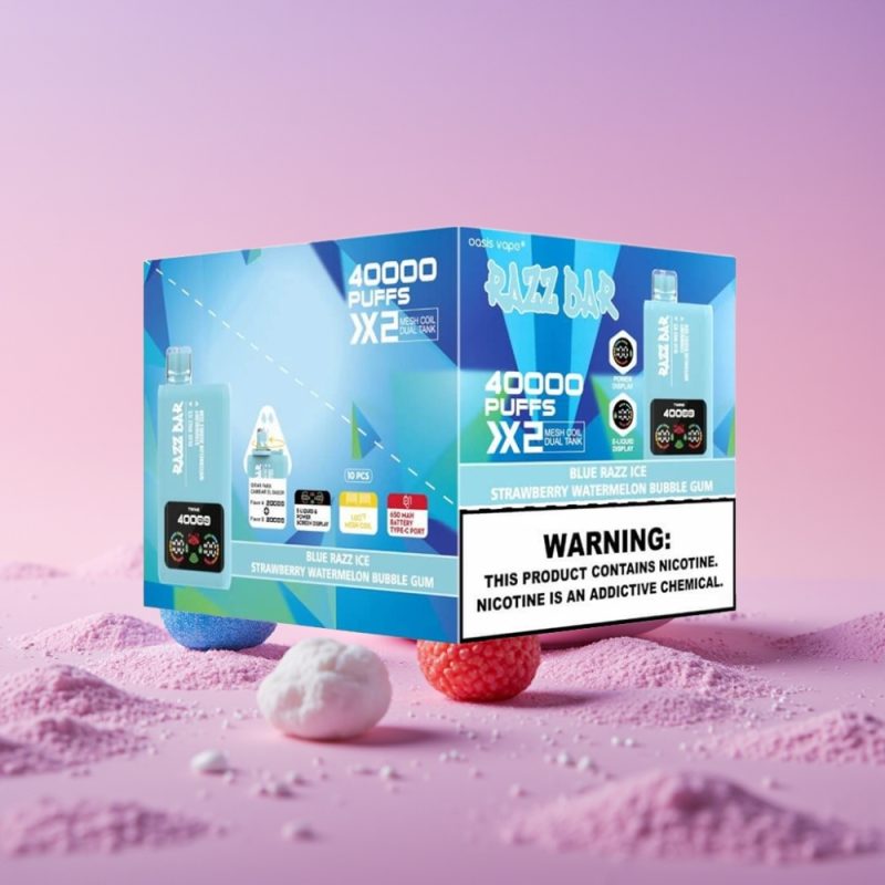 Razz Bar 40000 Puffs Disposable Vape BLUE RAZZ ICE-STRAWBERRY ...