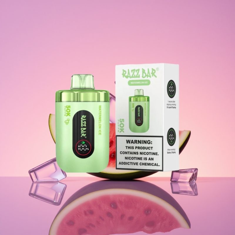 Razz Bar 50K Puffs Disposable Vape Watermelon Ice 1.0 Ohm Mesh 650mAh ...